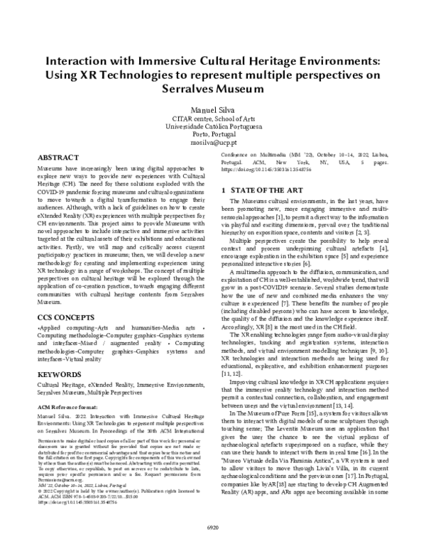 (PDF) Interaction with Immersive Cultural Heritage Environments