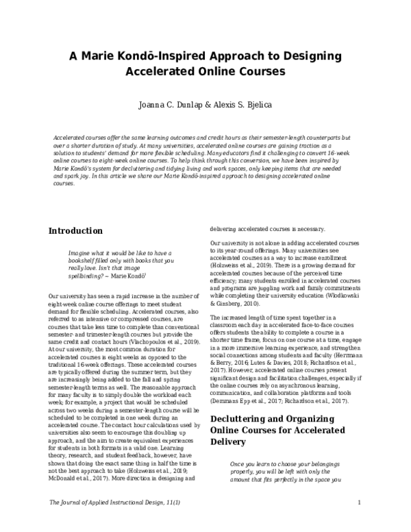 (PDF) A Marie Kondō-Inspired Approach to Designing Accelerated Online ...