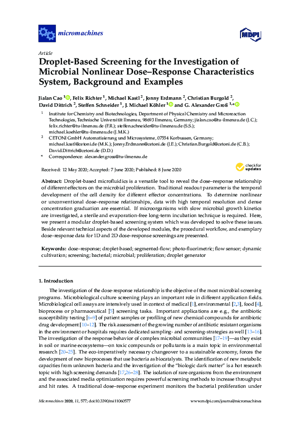 (PDF) Droplet-Based Screening for the Investigation of Microbial ...