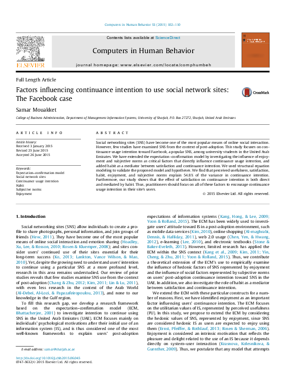 Pdf Factors Influencing The Continuance Intention To The Usage Of Web