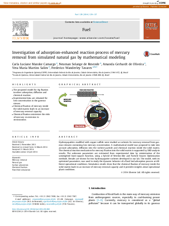 (PDF) Investigation of adsorption-enhanced reaction process of mercury ...