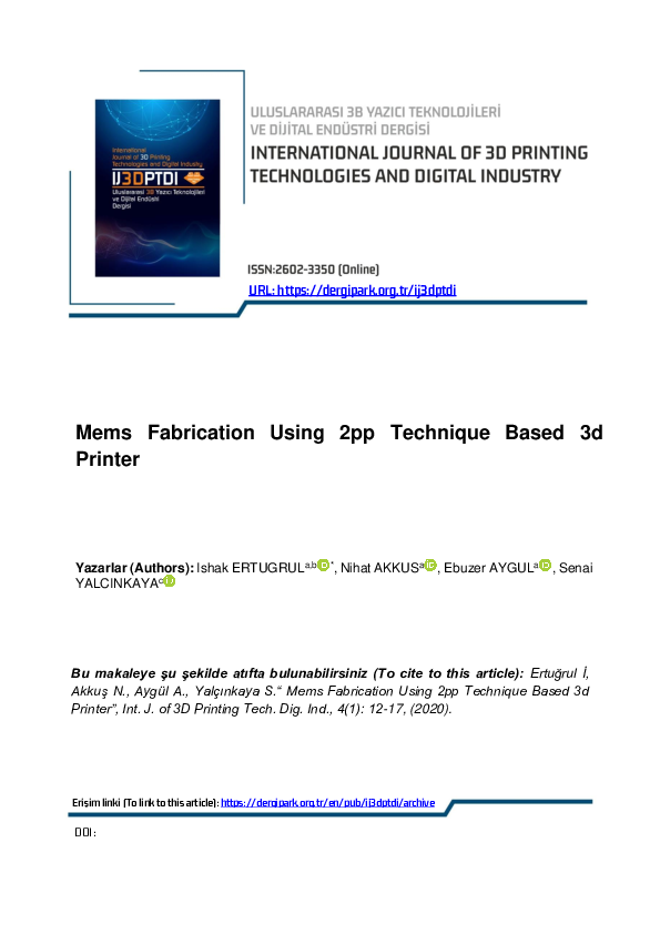 (PDF) Mems Fabrication Using 2PP Technique Based 3D Printer