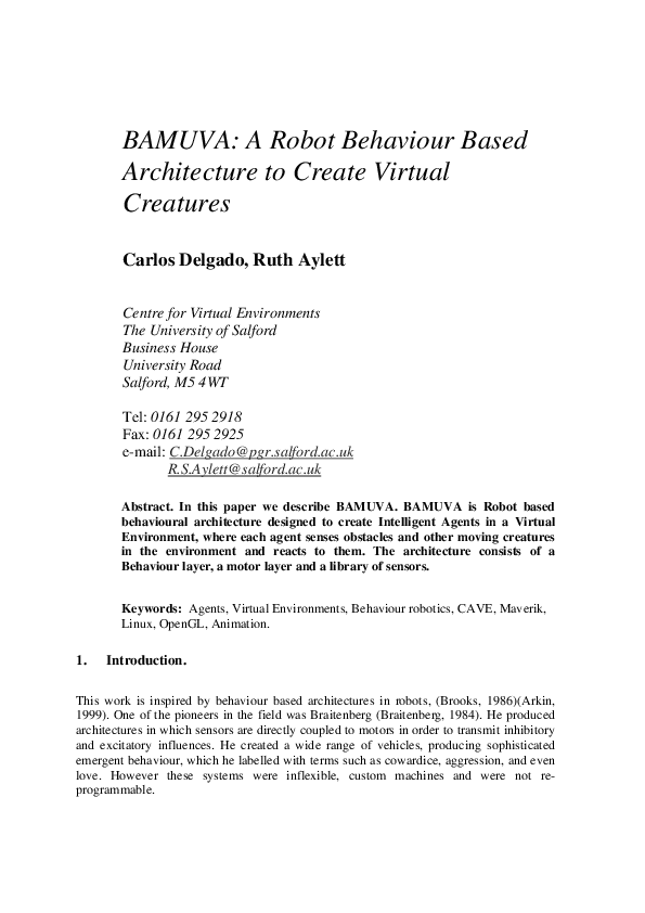 (PDF) BAMUVA: A Robot Behaviour Based Architecture to Create Virtual ...