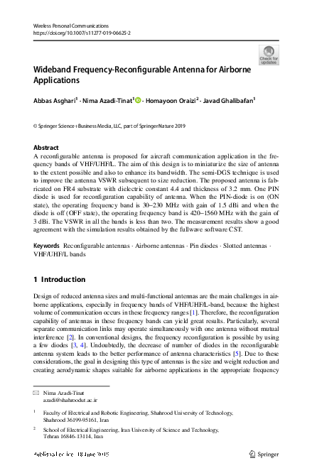 (PDF) Wideband Frequency-Reconfigurable Antenna for Airborne Applications