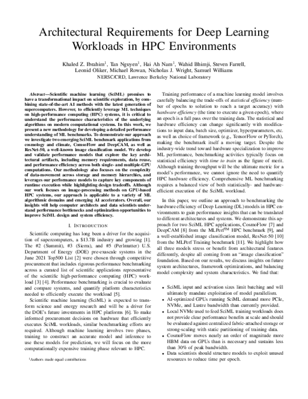 (PDF) Architectural Requirements for Deep Learning Workloads in HPC Environments