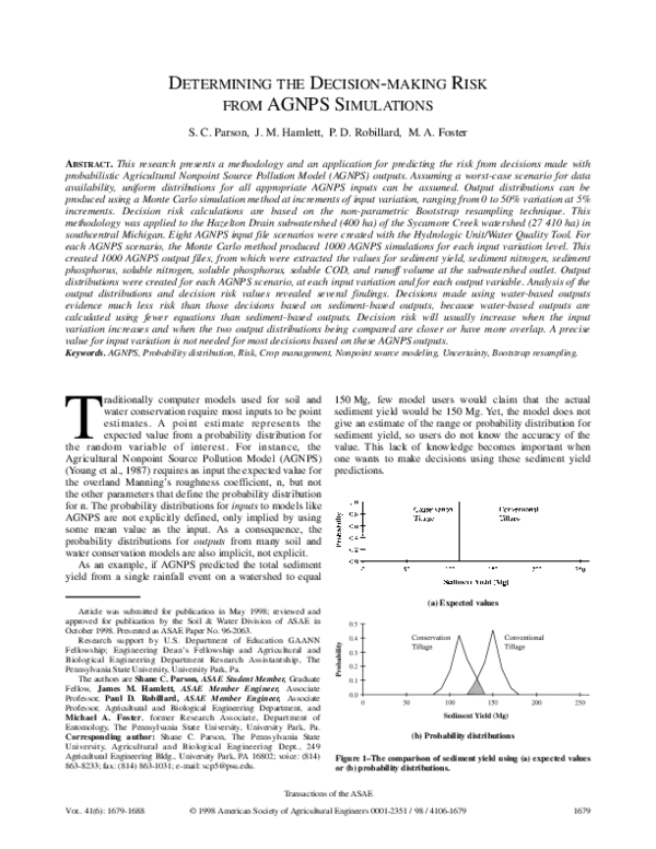 (PDF) Determining the Decision-Making Risk from Agnps Simulations