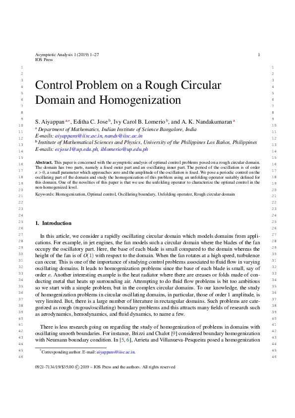 (PDF) Control problem on a rough circular domain and homogenization