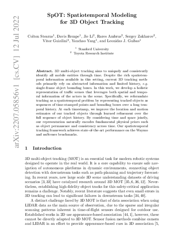 Pdf Spot Spatiotemporal Modeling For 3d Object Tracking Colton