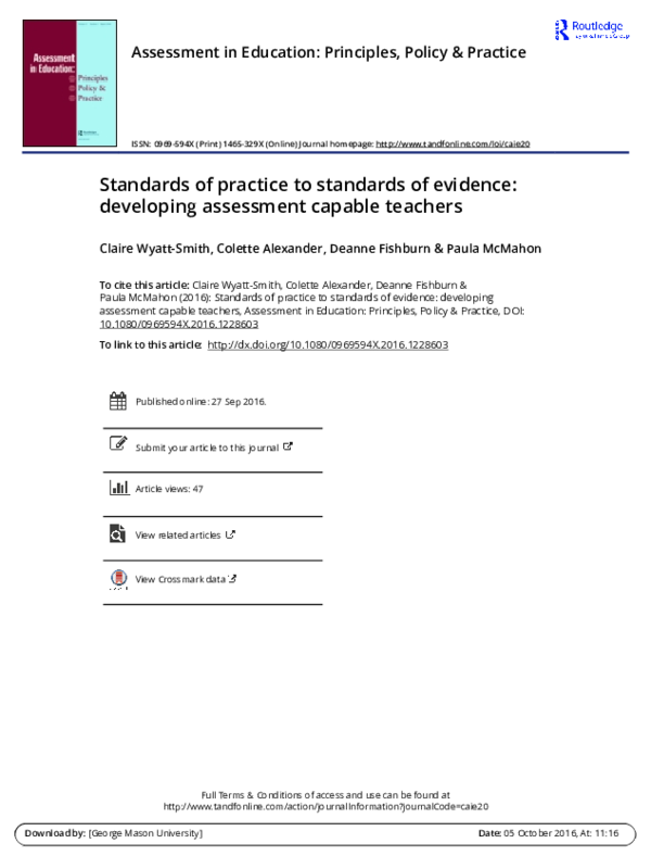 (PDF) Standards of practice to standards of evidence: developing ...