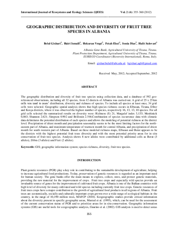 (PDF) Geographic distribution and diversity of fruit tree species in ...