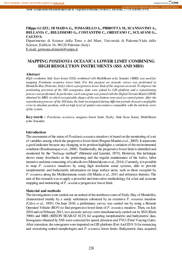 (PDF) Mapping Posidonia Oceanica Lower Limit Combining High Resolution ...