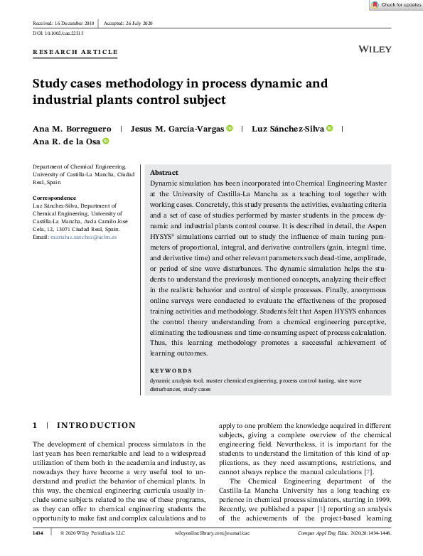 (PDF) Study cases methodology in process dynamic and industrial plants ...