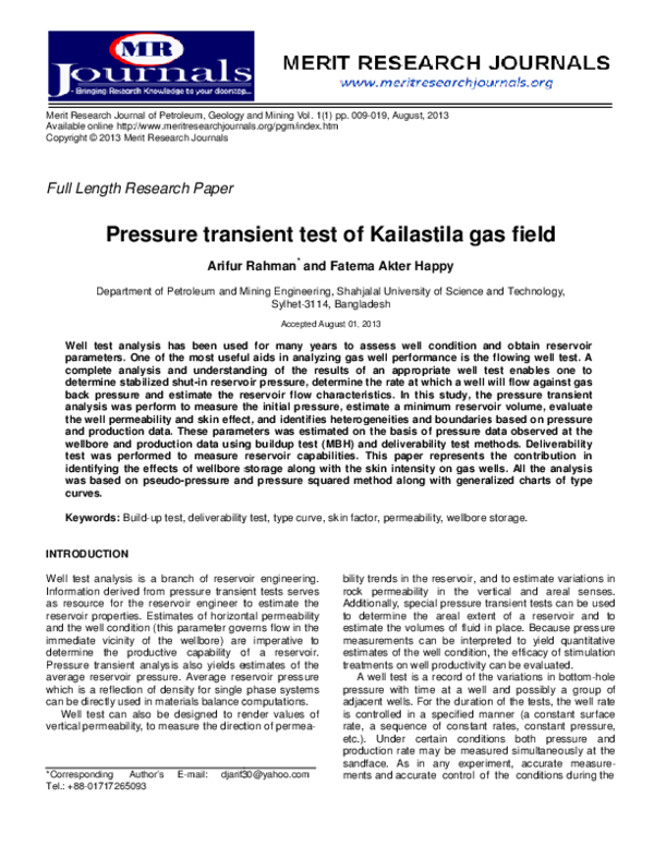 (PDF) Pressure transient