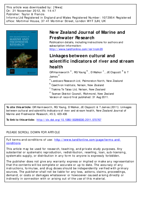 (PDF) Linkages between cultural and scientific indicators of river and ...