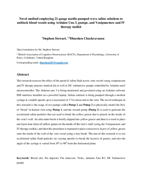 (PDF) Intravenous-Accelerated Saline Particles to Unblock Partially ...