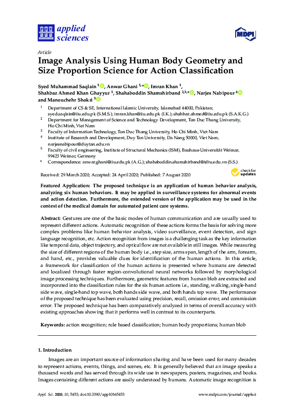 (PDF) Image Analysis Using Human Body Geometry and Size Proportion ...