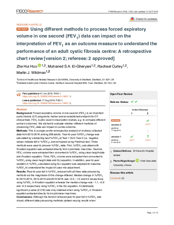 (PDF) Using different methods to process forced expiratory volume in ...