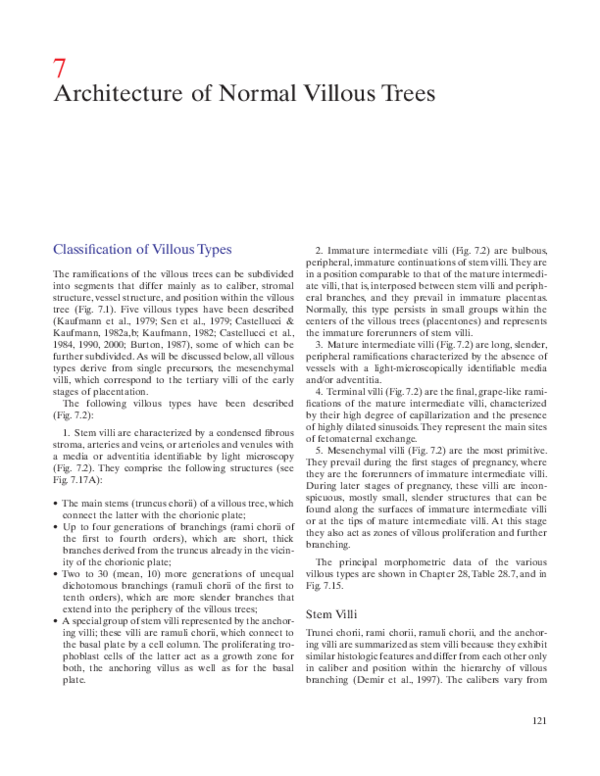 (PDF) Architecture of Normal Villous Trees