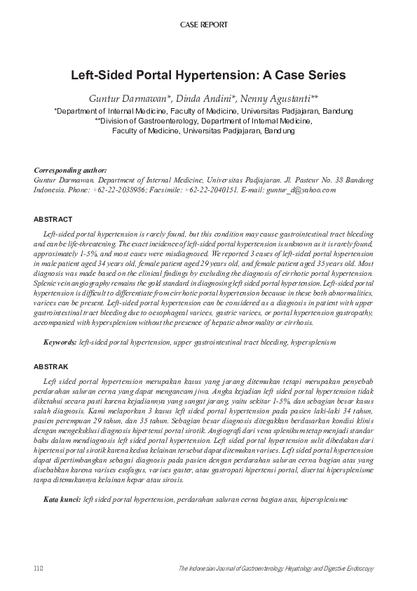 (PDF) Left-Sided Portal Hypertension: A Case Series
