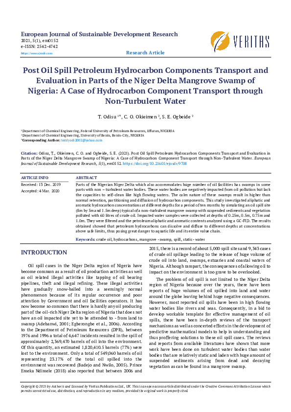 (PDF) Post Oil Spill Petroleum Hydrocarbon Components Transport and ...