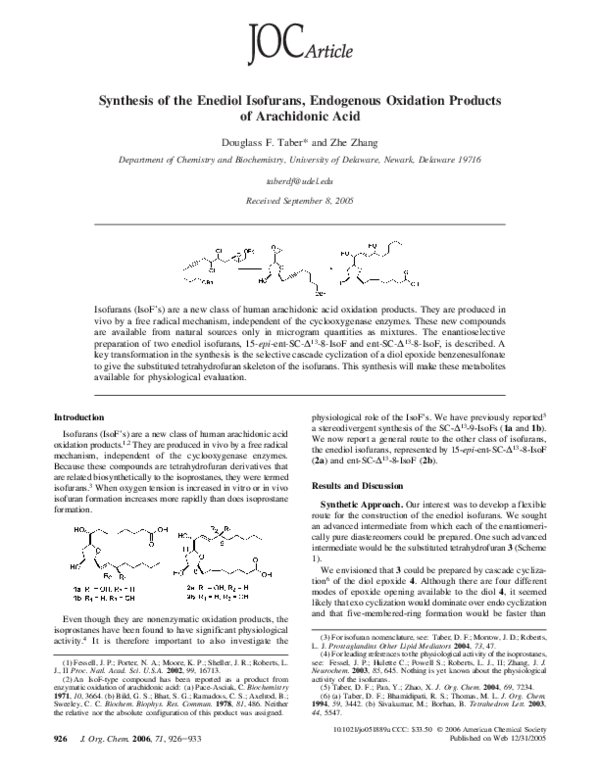 (PDF) Synthesis of the Enediol Isofurans, Endogenous Oxidation Products ...