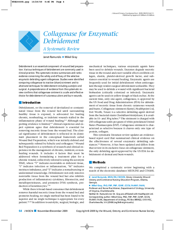 (PDF) Collagenase for Enzymatic Debridement