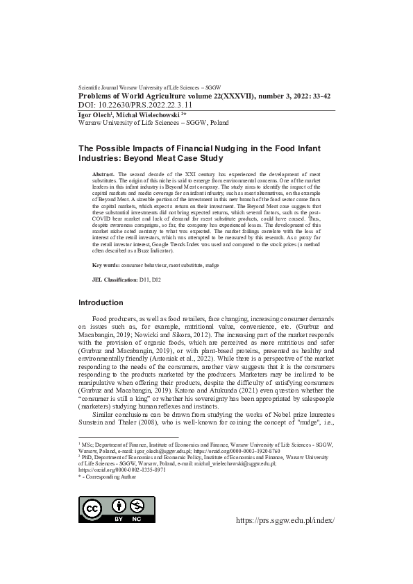 (PDF) The Possible Impacts of Financial Nudging in the Food Infant ...