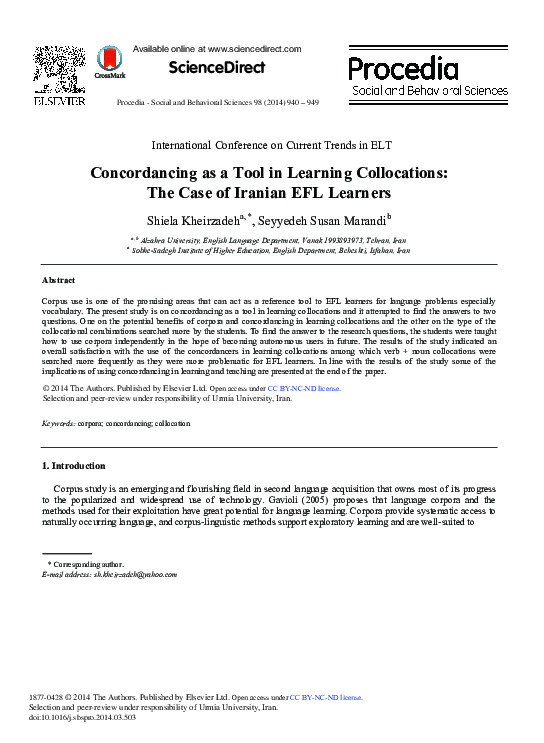(PDF) Concordancing as a Tool in Learning Collocations: The Case of ...