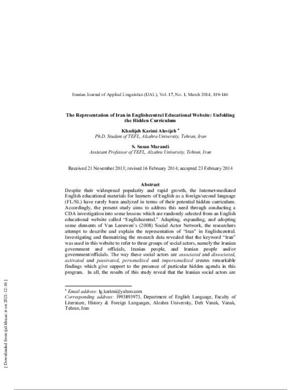 (PDF) The representation of Iran in Englishcentral educational website: Unfolding the hidden ...