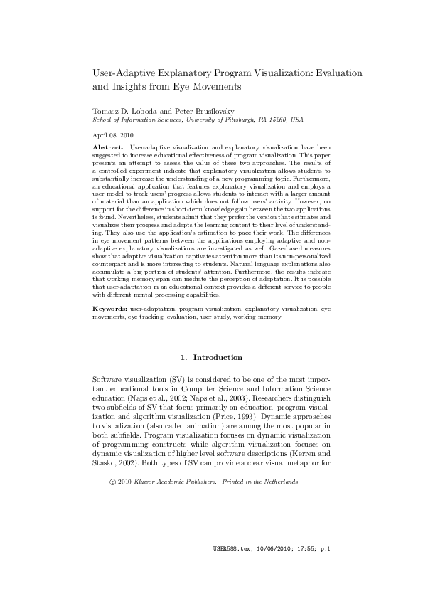 Pdf User Adaptive Explanatory Program Visualization Evaluation And