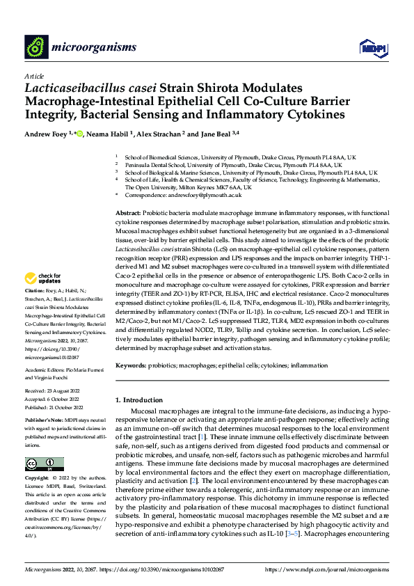 (PDF) Lacticaseibacillus casei Strain Shirota Modulates Macrophage ...