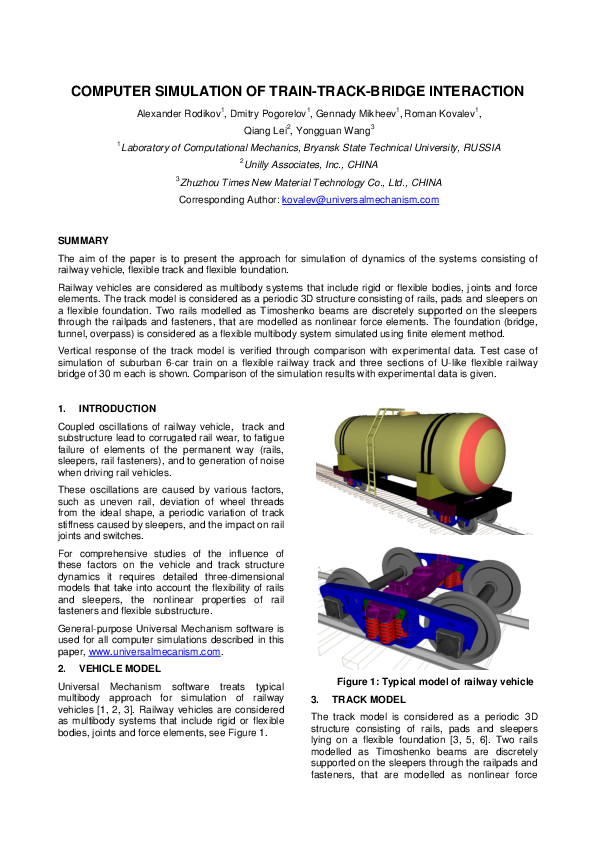 (PDF) Computer simulation of train-track-bridge interaction