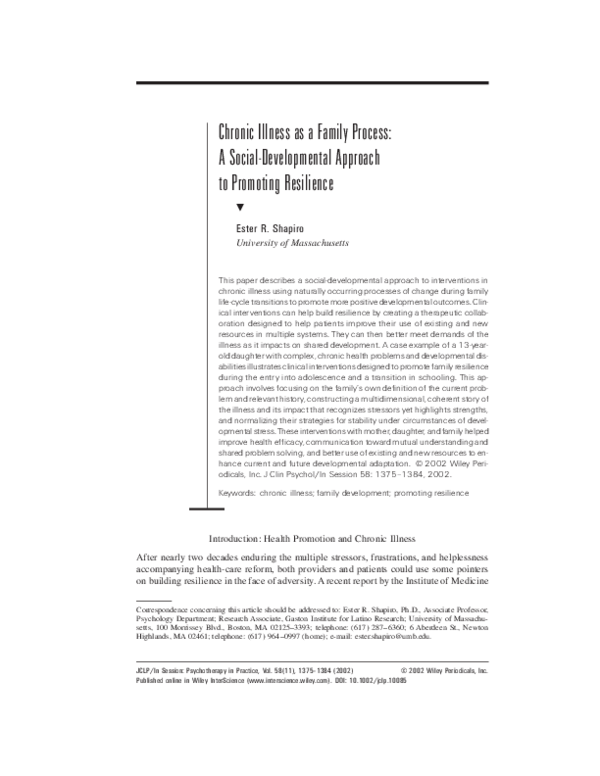 (PDF) Chronic illness as a family process: A social-developmental ...