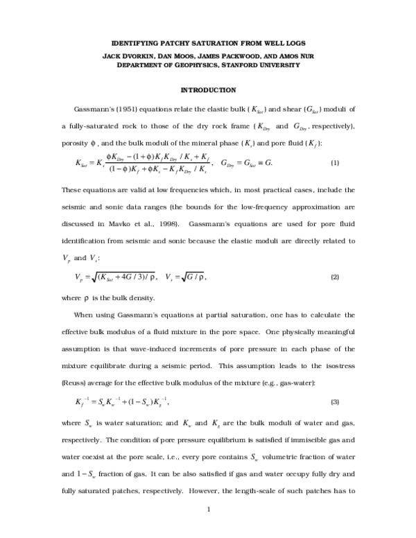 (PDF) Identifying patchy saturation from well logs