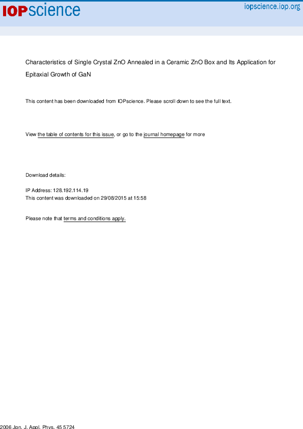 (PDF) Characteristics of Single Crystal ZnO Annealed in a Ceramic ZnO ...