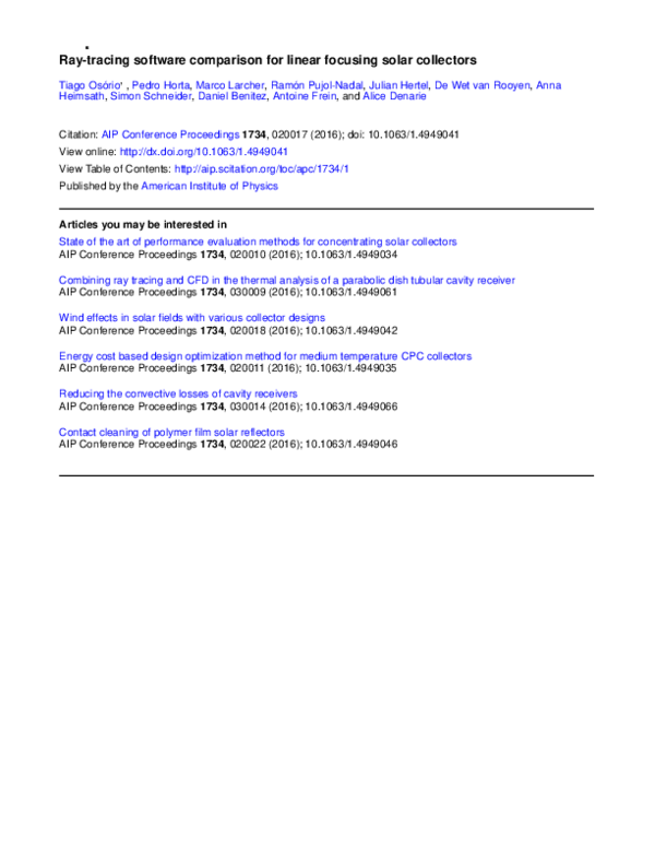 (PDF) Ray-tracing software comparison for linear focusing solar collectors