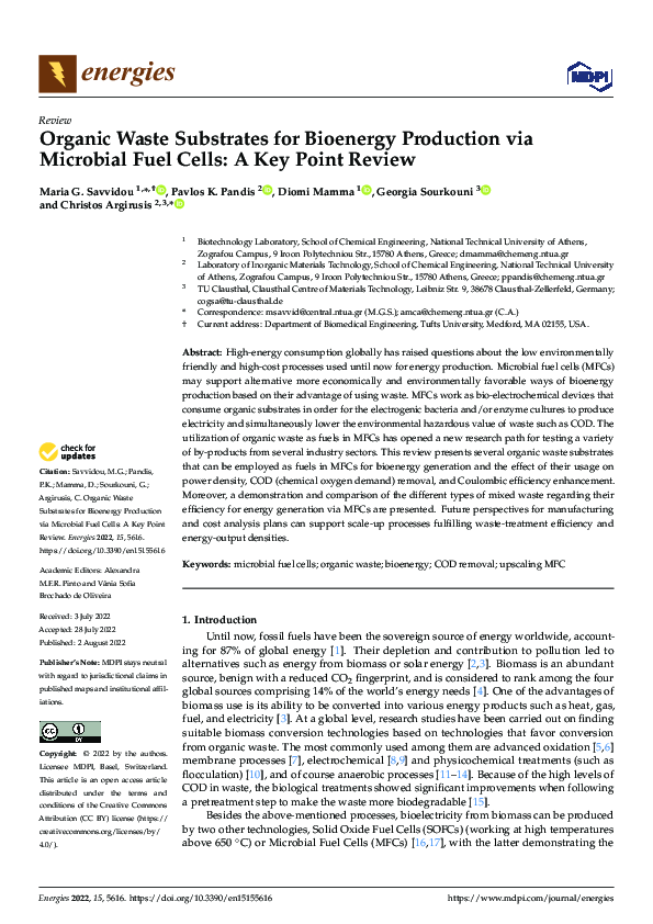 (PDF) Organic Waste Substrates for Bioenergy Production via Microbial ...