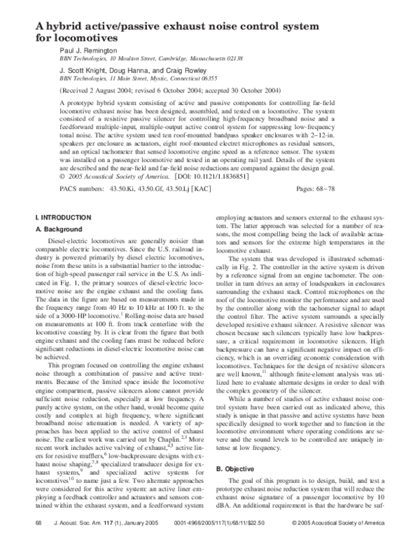 (PDF) A hybrid active/passive exhaust noise control system for locomotives
