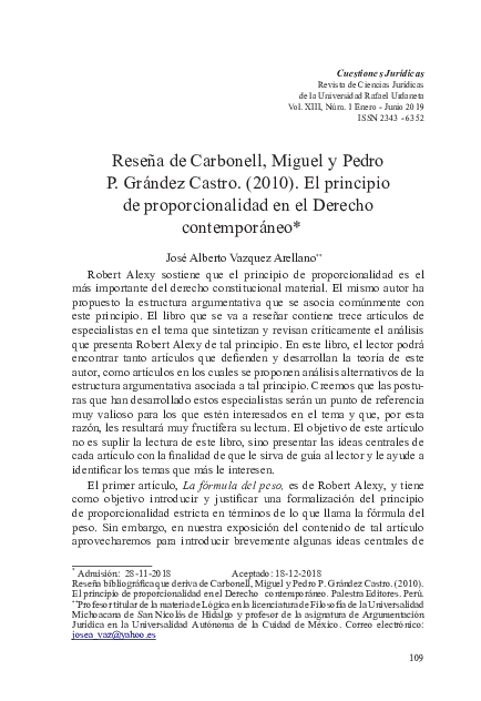 (PDF) Reseña de Carbonell, Miguel y Pedro P. Grández Castro. (2010) El principio de ...