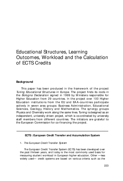 (PDF) Educational Structures, Learning Outcomes, Workload and the ...