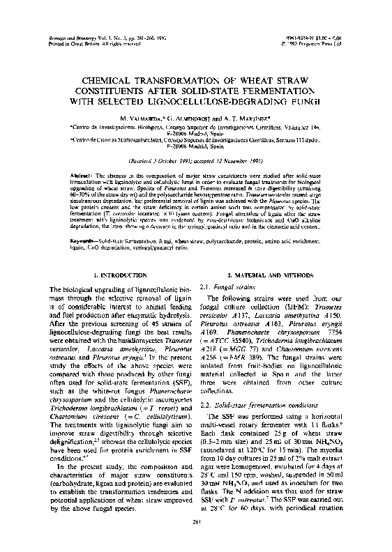(PDF) Fungal Enhancement of Wheat Straw Composition