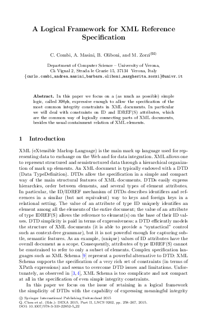 (PDF) A Logical Framework for XML Reference Specification