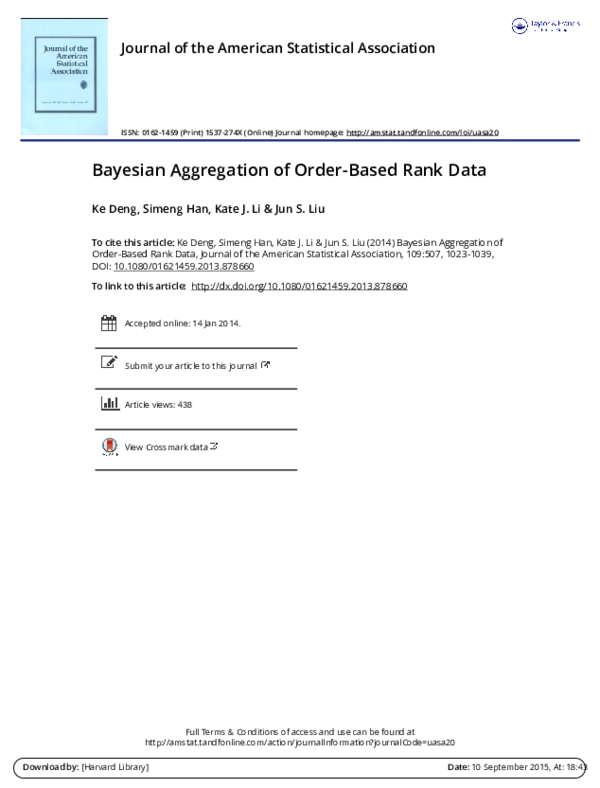 (PDF) Bayesian Aggregation of Order-Based Rank Data