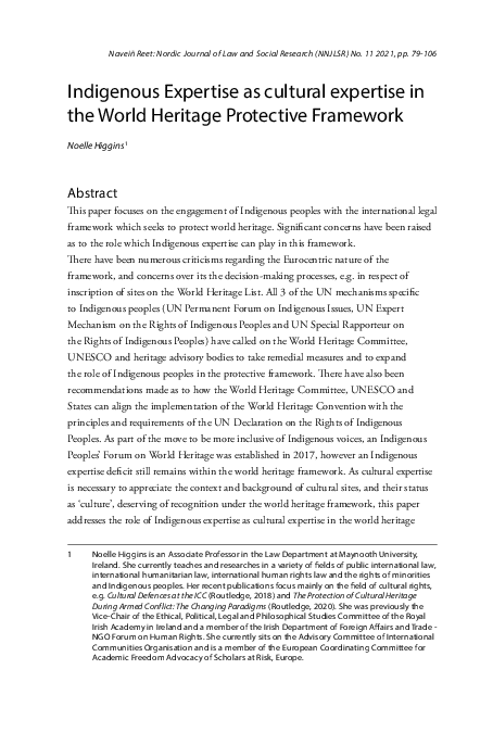 (PDF) Indigenous Expertise as Cultural Expertise in the World Heritage ...