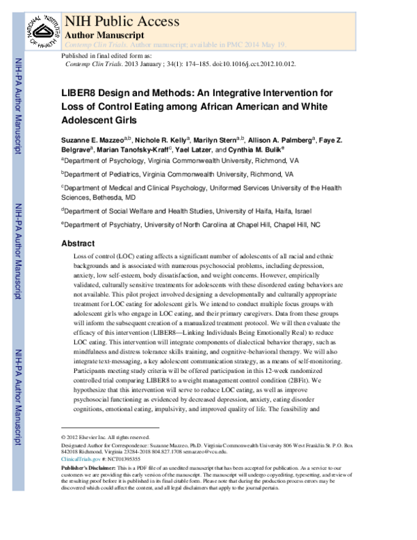 (PDF) LIBER8 design and methods: An integrative intervention for loss ...