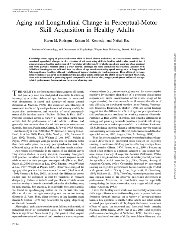(PDF) Aging and Longitudinal Change in Perceptual-Motor Skill Acquisition in Healthy Adults ...