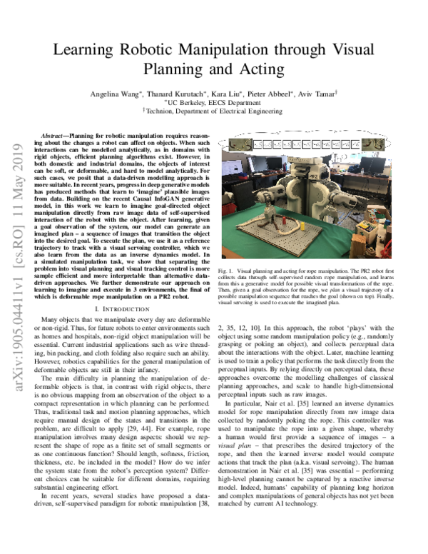 (PDF) Learning Robotic Manipulation through Visual Planning and Acting