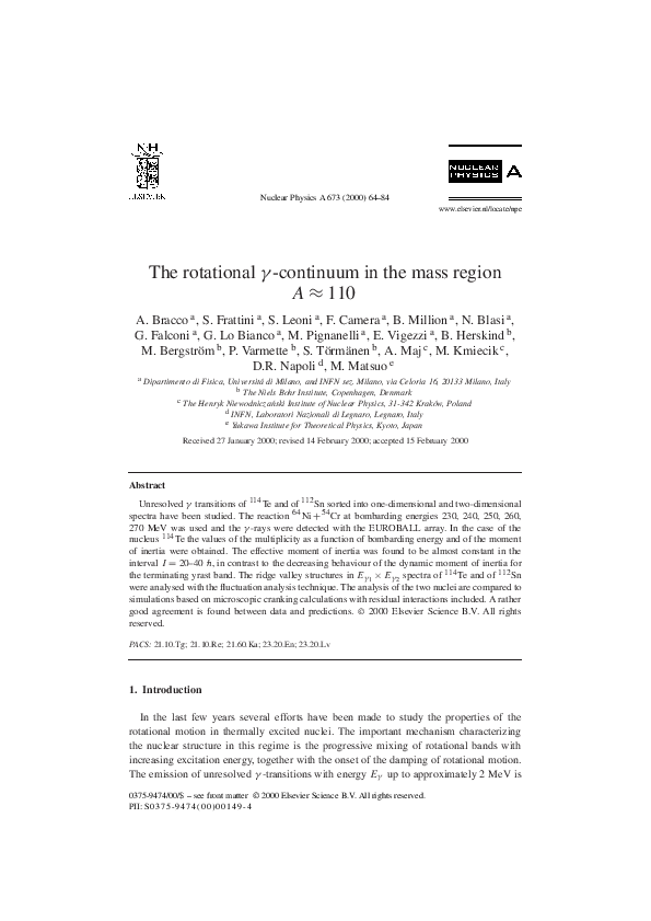 (PDF) The rotational -continuum in the mass region