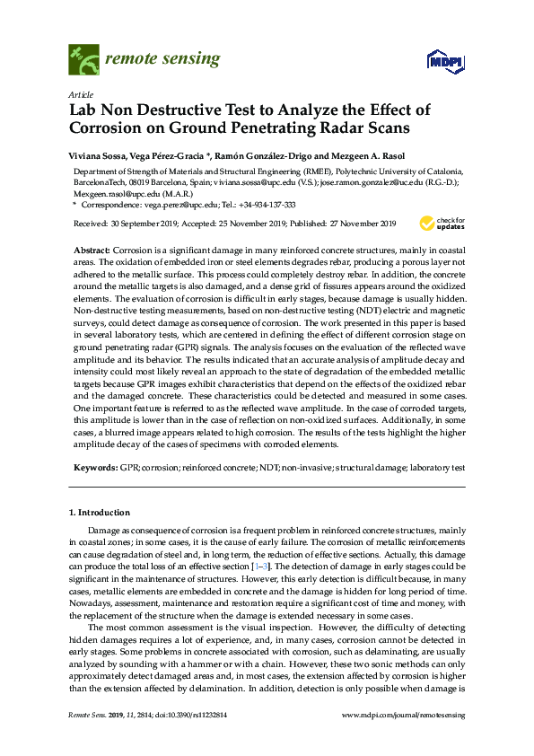 (PDF) Lab Non Destructive Test to Analyze the Effect of Corrosion on ...