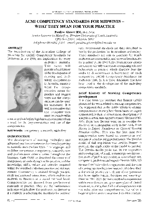 (PDF) ACMI competency standards for midwives — What they mean for your ...